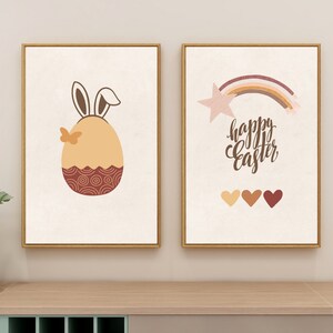 Boho Happy Easter Wall Art, Printable Happy Easter Wall Art, Boho ...