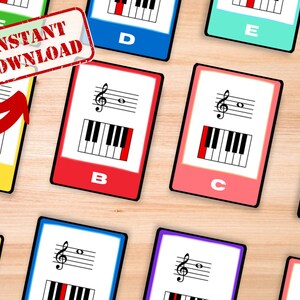 Colorful Music Note Flashcards for Kids, Music Symbols, Printable ...