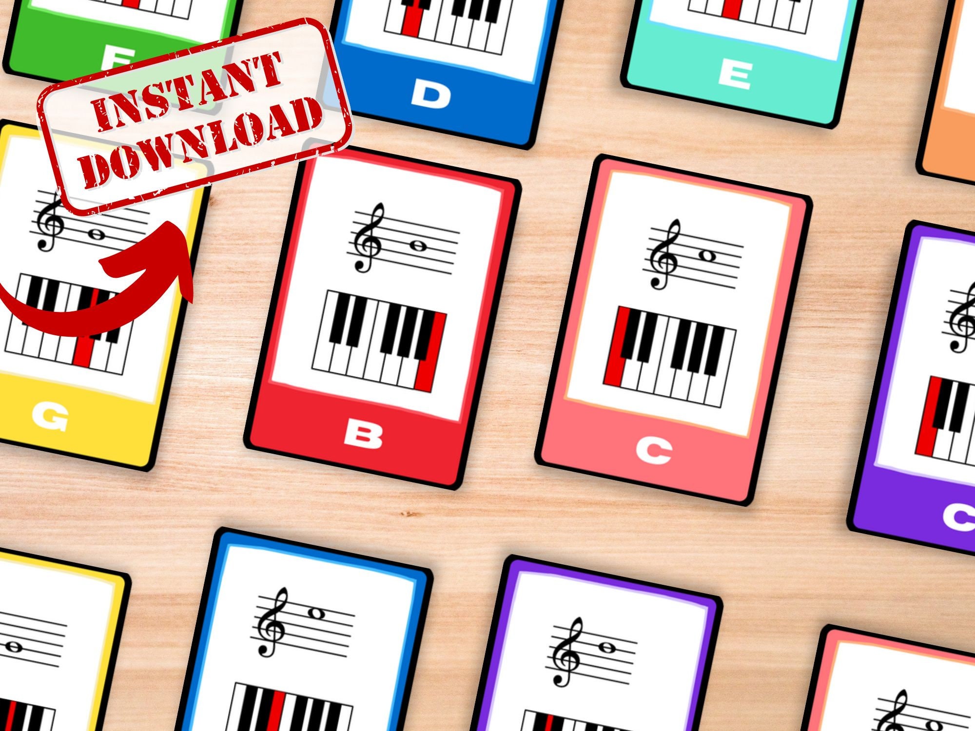 Music Notes Flashcards, Music Symbols, Printable Flashcards, Note ...