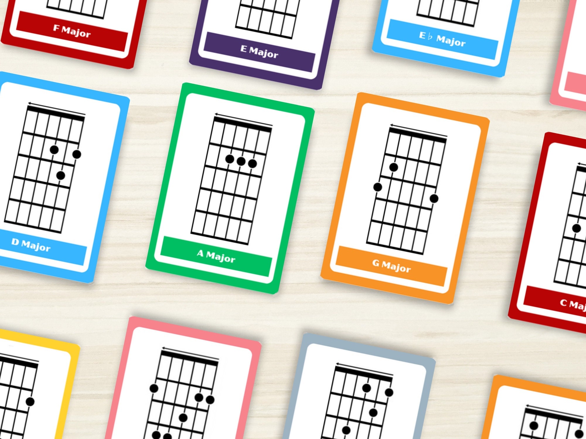 Guitar Chord Chart, Flash Cards, Guitar Theory, Guitarist Gift, Guitar ...