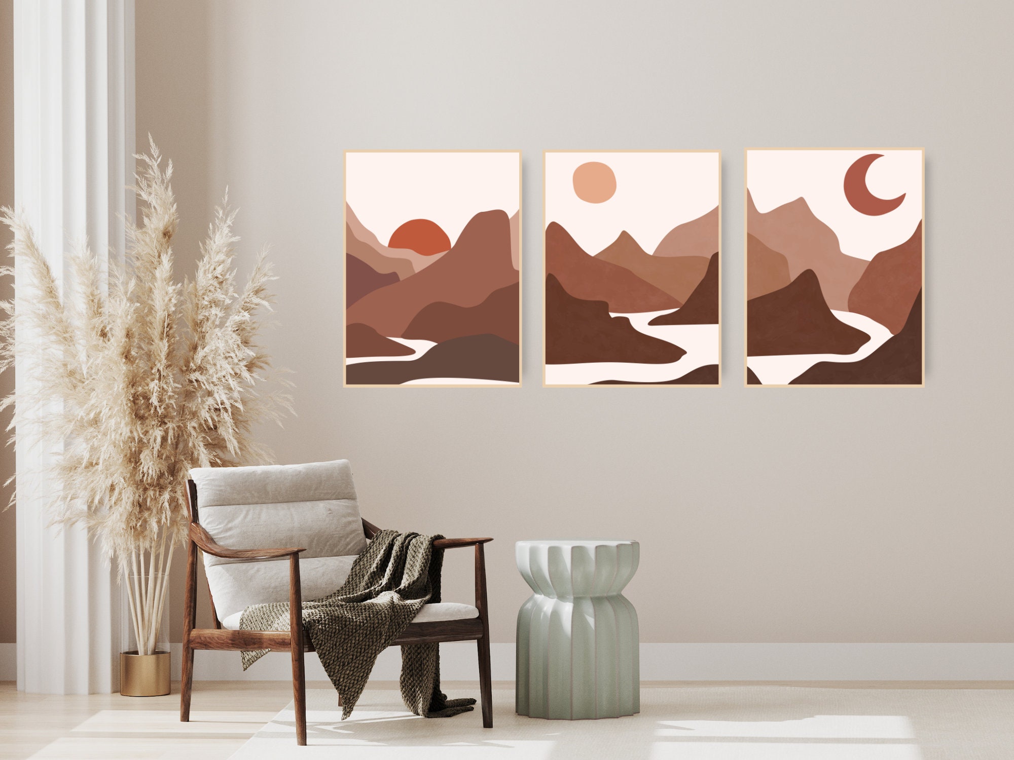 Boho Landscape Naturedownload, Tryptic Landscape Wall Art, Landscape ...