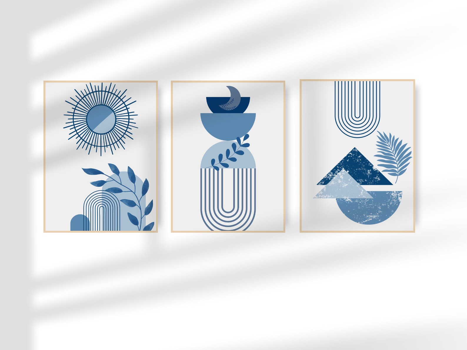 Mid-century Indigo Wall Art | Modern Indigo Artwork | Indigo Boho Wall ...