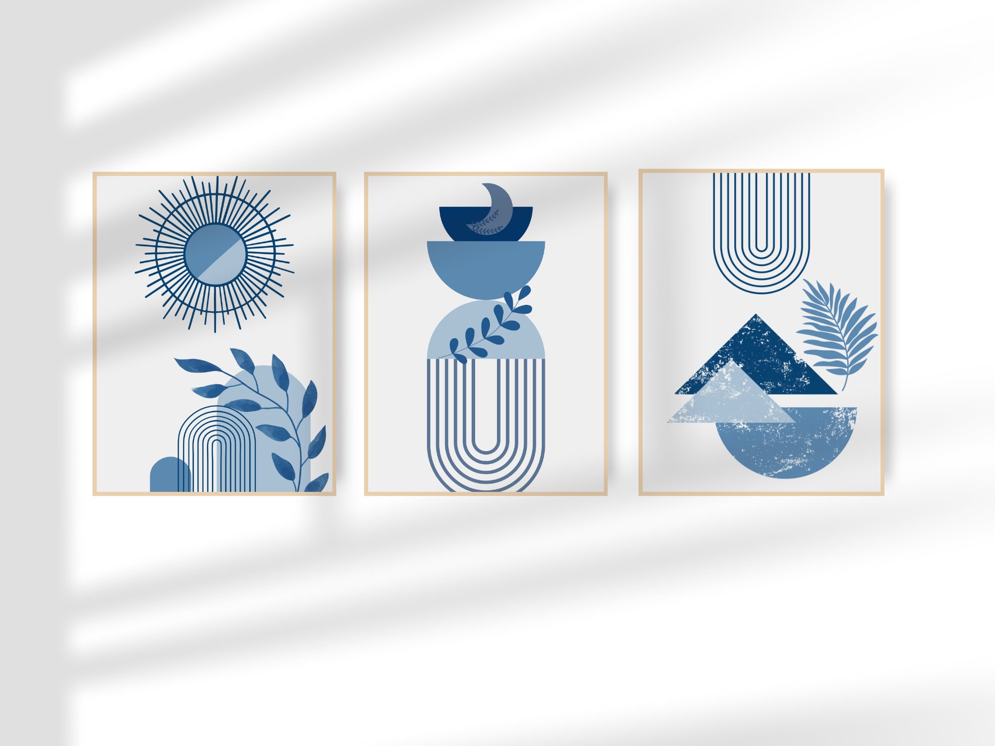 Mid-century Indigo Wall Art | Modern Indigo Artwork | Indigo Boho Wall ...