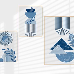 Mid-century Indigo Wall Art | Modern Indigo Artwork | Indigo Boho Wall ...