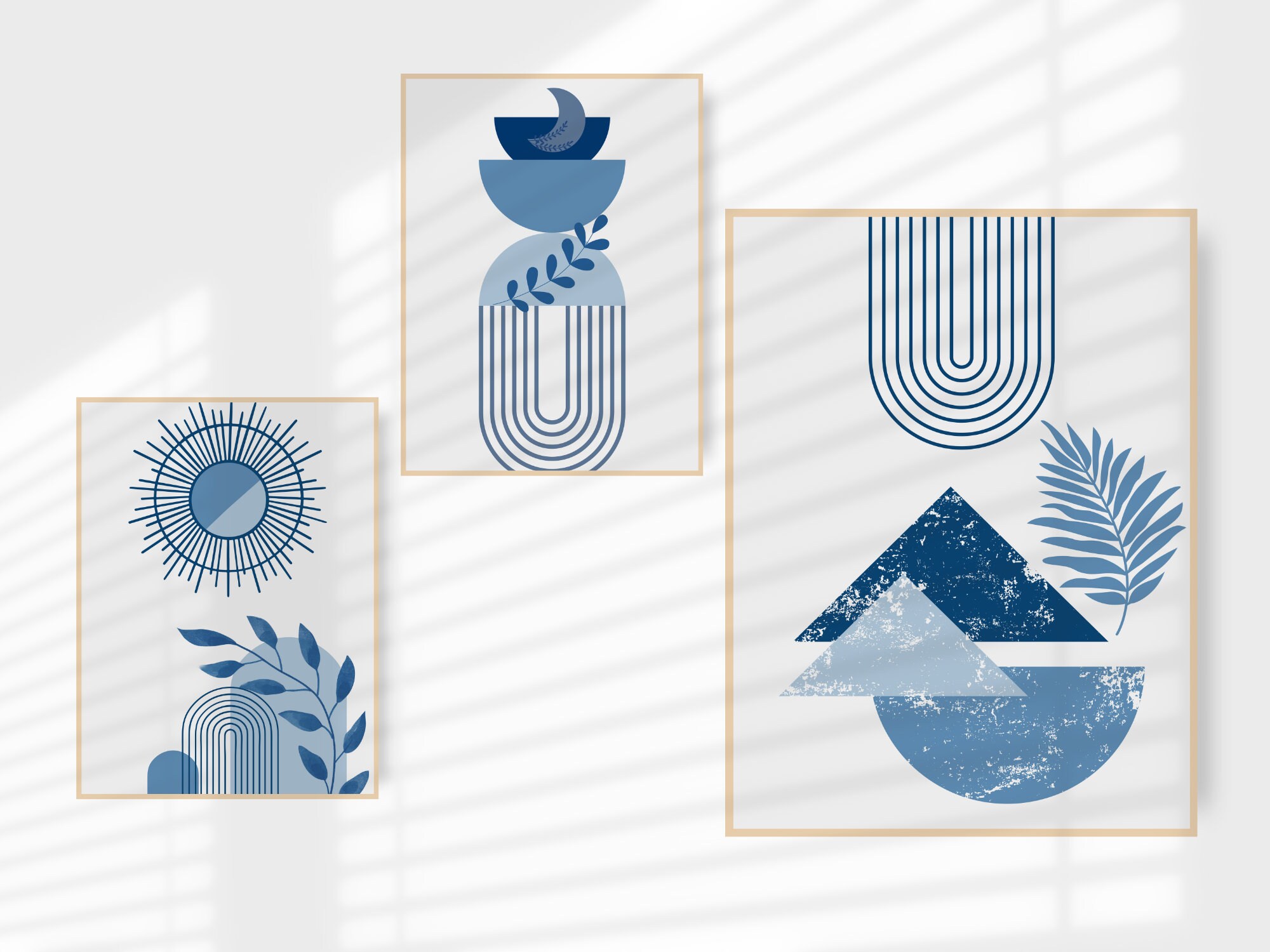 Mid-century Indigo Wall Art | Modern Indigo Artwork | Indigo Boho Wall ...