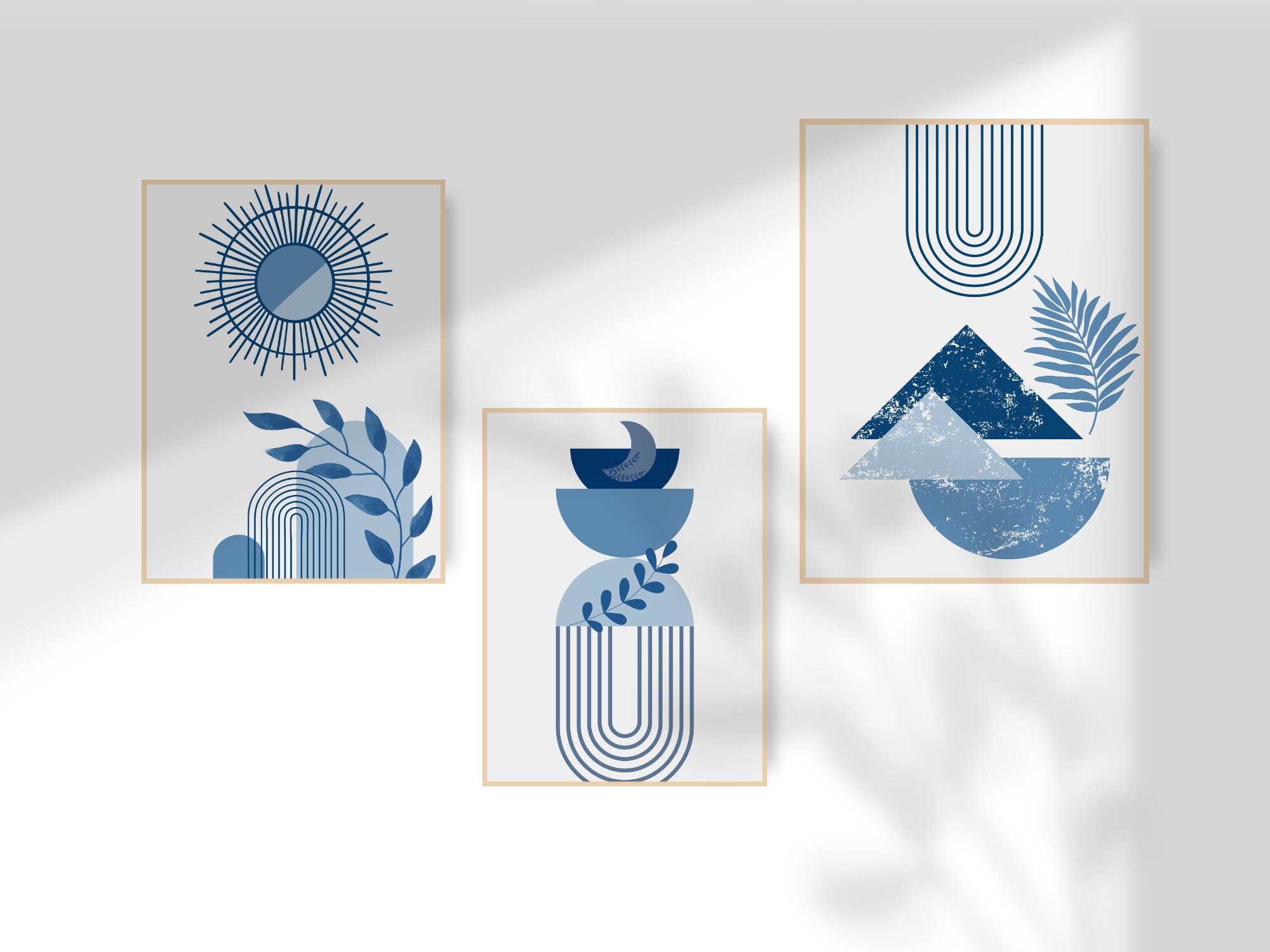 Mid-century Indigo Wall Art | Modern Indigo Artwork | Indigo Boho Wall ...