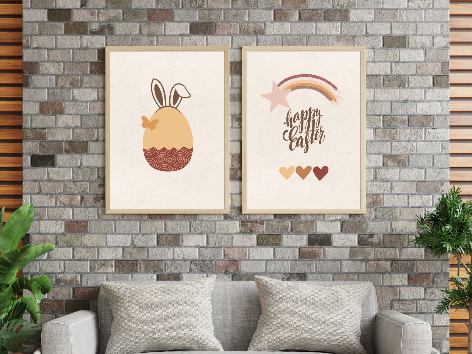 Boho Happy Easter Wall Art, Printable Happy Easter Wall Art, Boho ...
