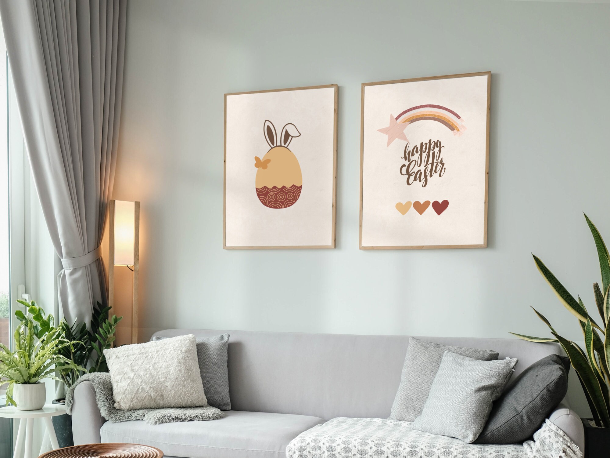 Boho Happy Easter Wall Art, Printable Happy Easter Wall Art, Boho ...