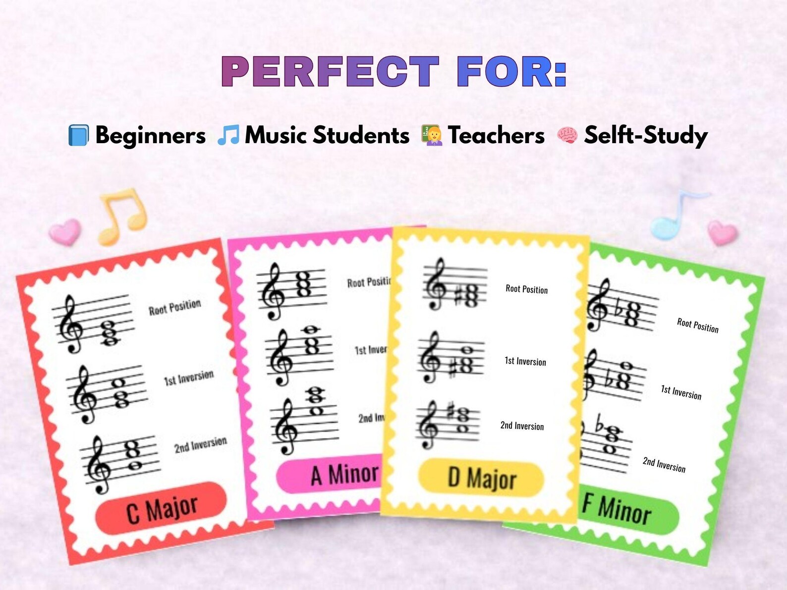 Chord Inversions Printable Flashcards, Piano Student, Piano Education ...