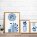 Mid-century Indigo Wall Art Modern Indigo Artwork Indigo Boho Wall Art ...
