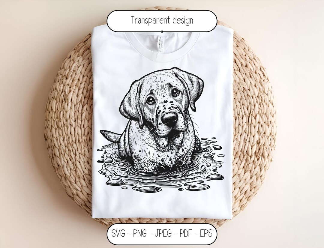 Cute Dog in a Puddle SVG Design, Labrador SVG File, Digital Download ...