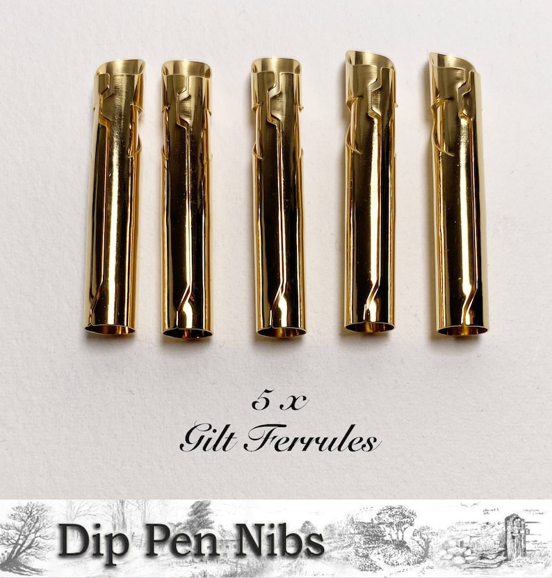 Dip Pen Nib Ferrules / Accommodation Tips - Pack of 5. Convert Feather ...