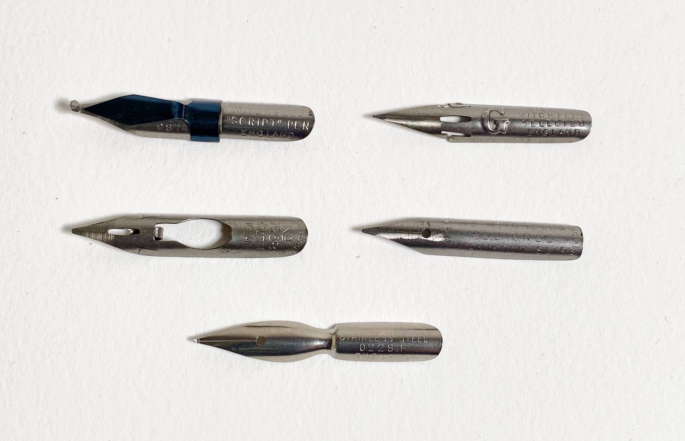 William Mitchell Selection of Nibs in a Sliding Storage Tin. 5 ...