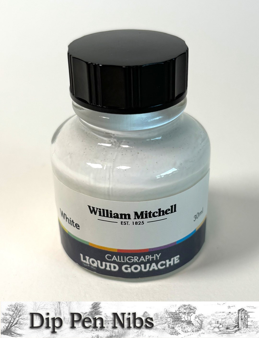 William Mitchell Calligraphy Liquid Gouache White Ink 30ml Bottle for ...