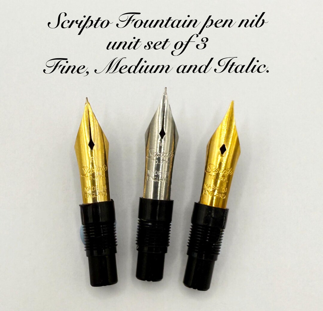 Scripto Fountain Pen Nib Unit Set of 3 Replacement Units Fine, Medium ...