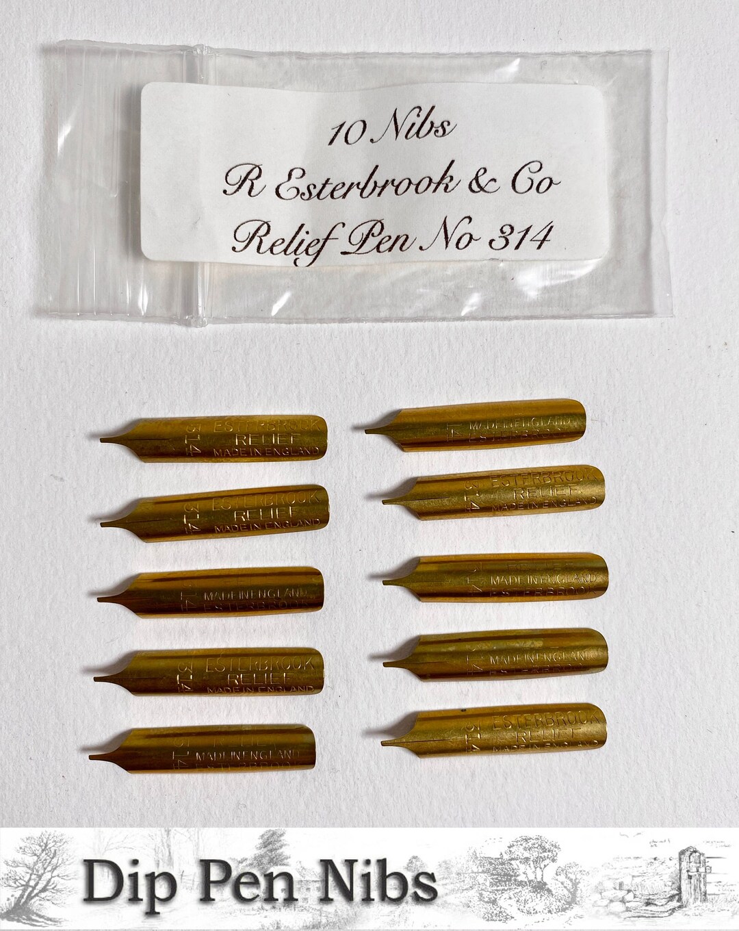 Relief Pen by R Esterbrook and Co. Pack of 10 Vintage Dip Pen Nibs. No ...
