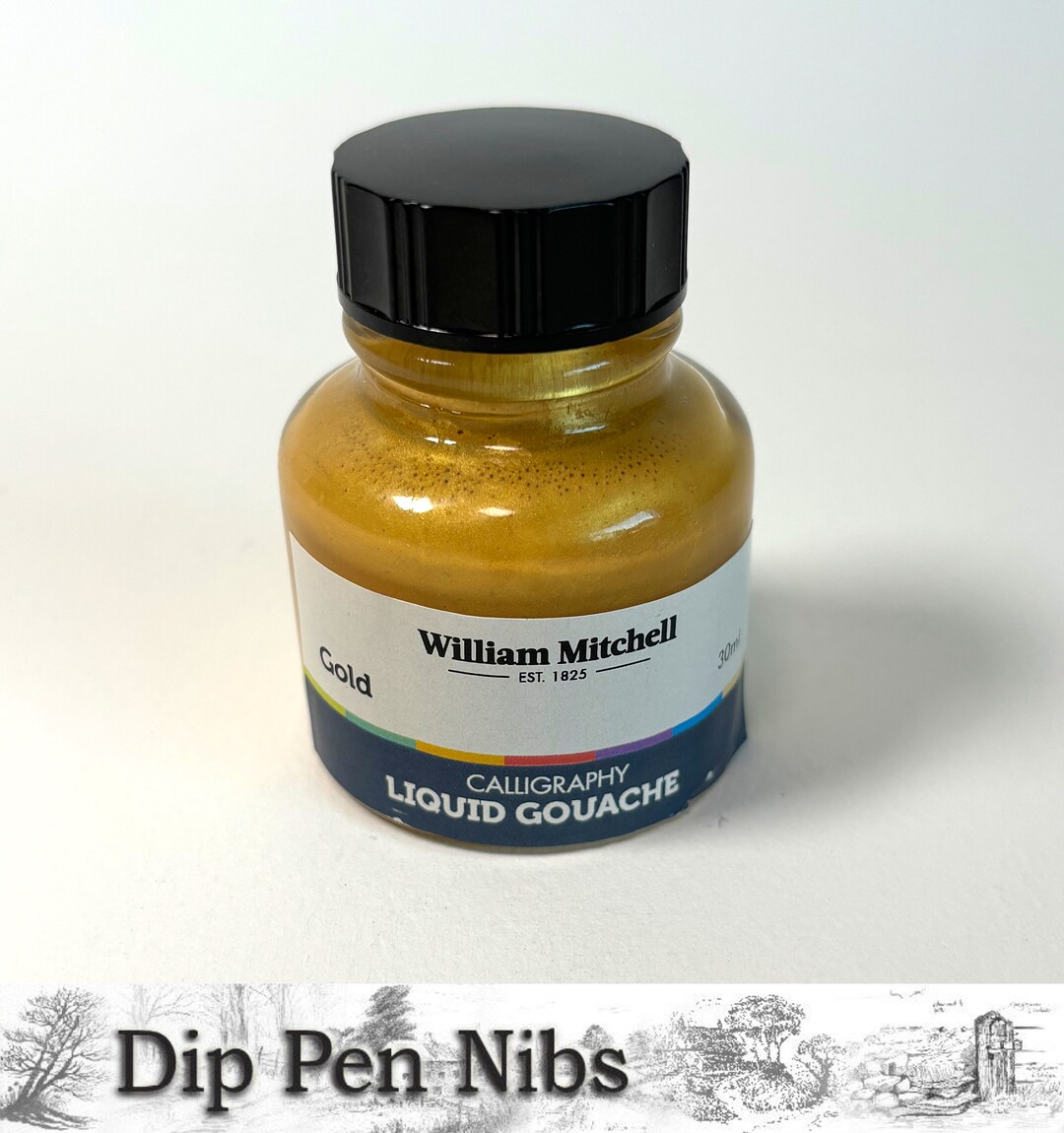 William Mitchell Calligraphy Liquid Gouache Gold Ink 30ml Bottle for ...