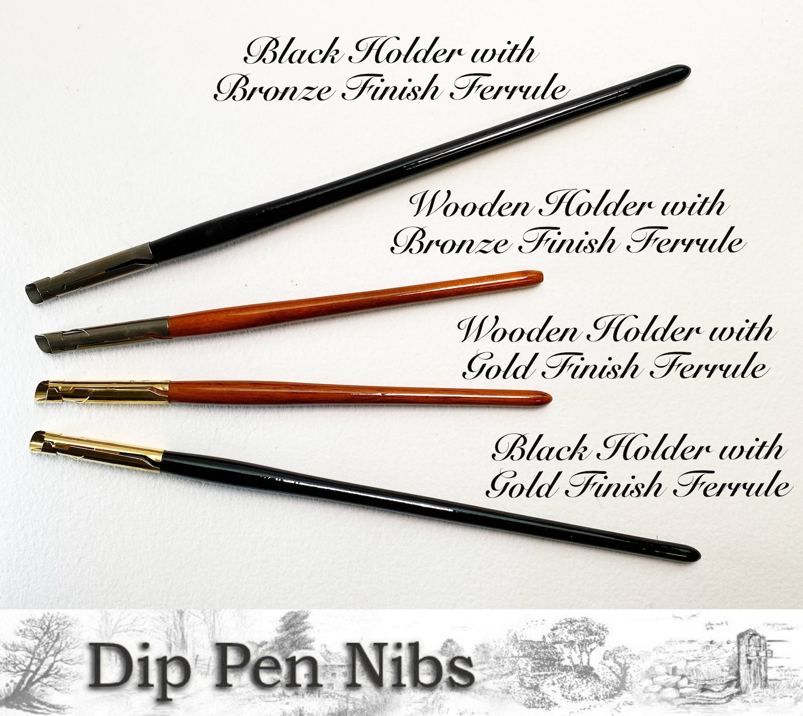 Wooden Dip Pen Nib Holders for Vintage Nibs - Wood or Black Holder With ...