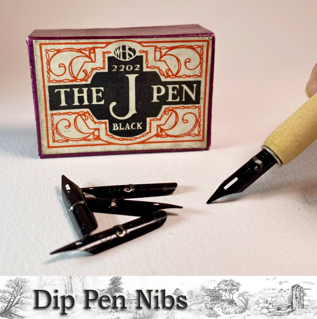 The J Pen 2202 Black by WHS. Square Cut Dip Pen Nibs X 3 or 5 - Etsy UK