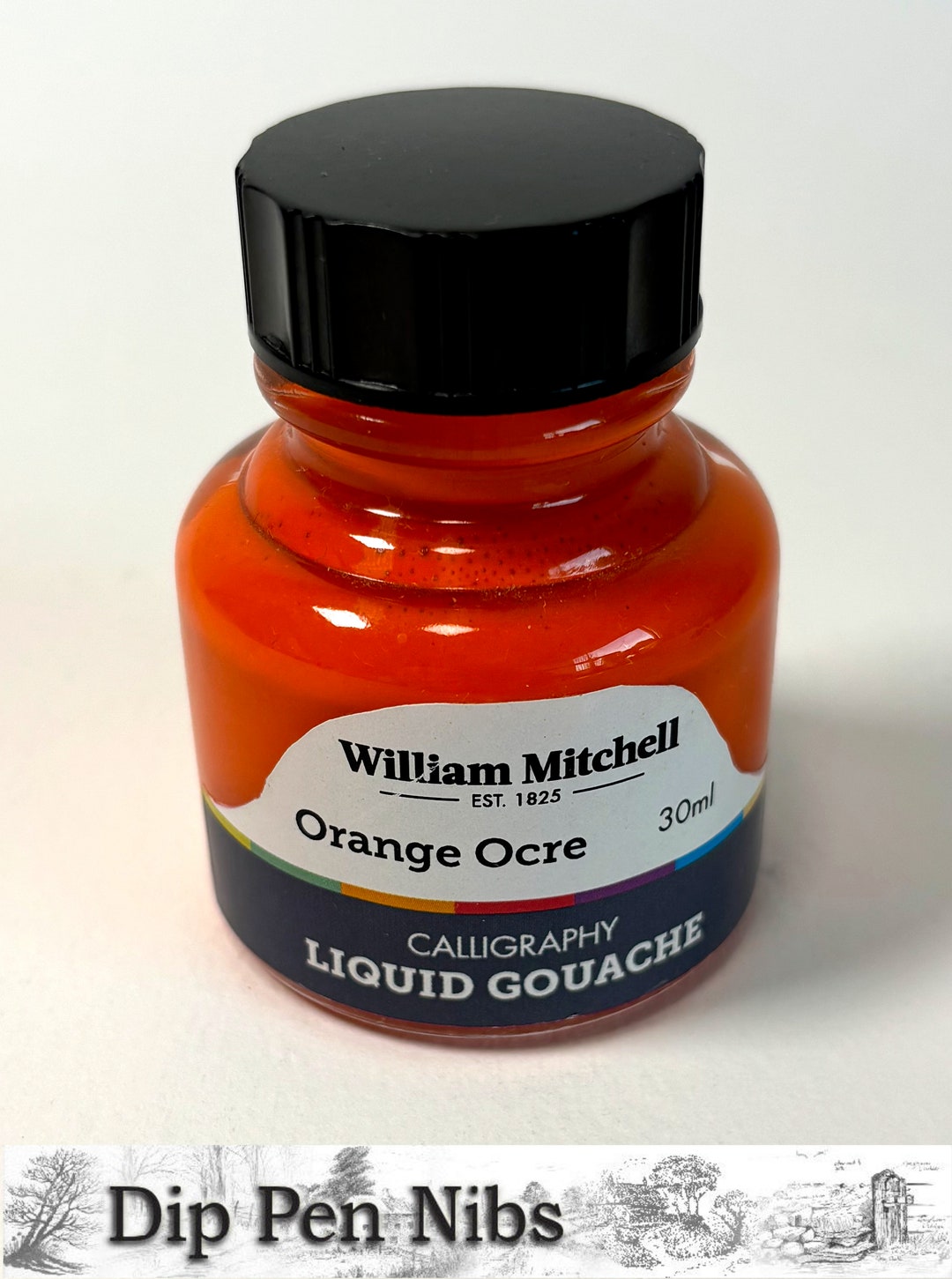 William Mitchell Calligraphy Liquid Gouache Orange Ochre Ink 30ml ...