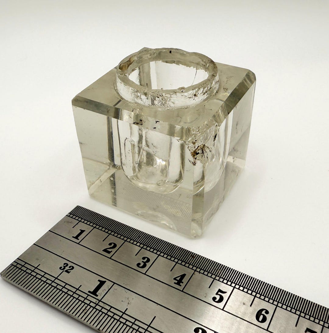 Vintage Glass Square Inkwell From 1900's - Etsy