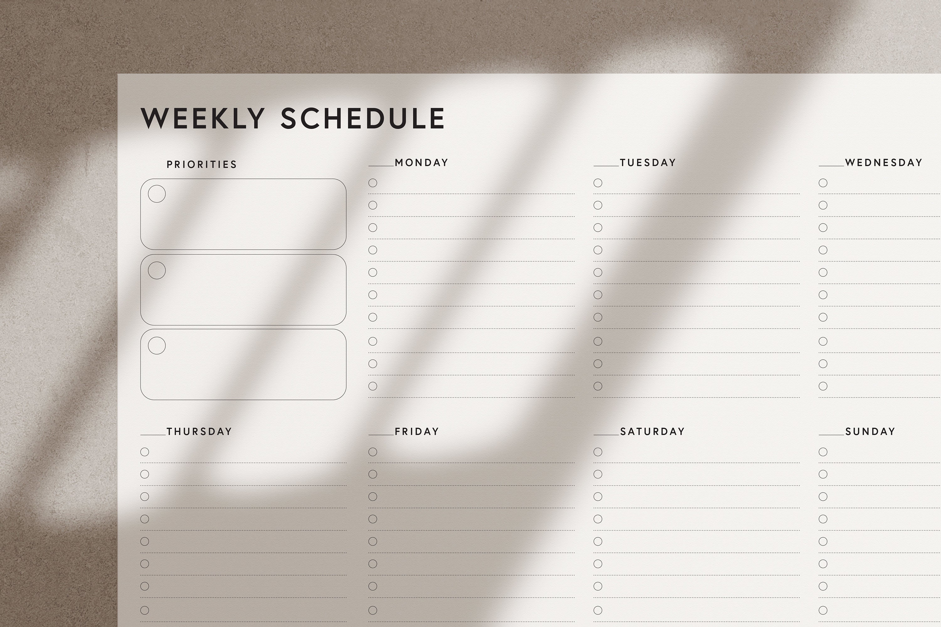 WEEKLY SCHEDULE A4 - Etsy