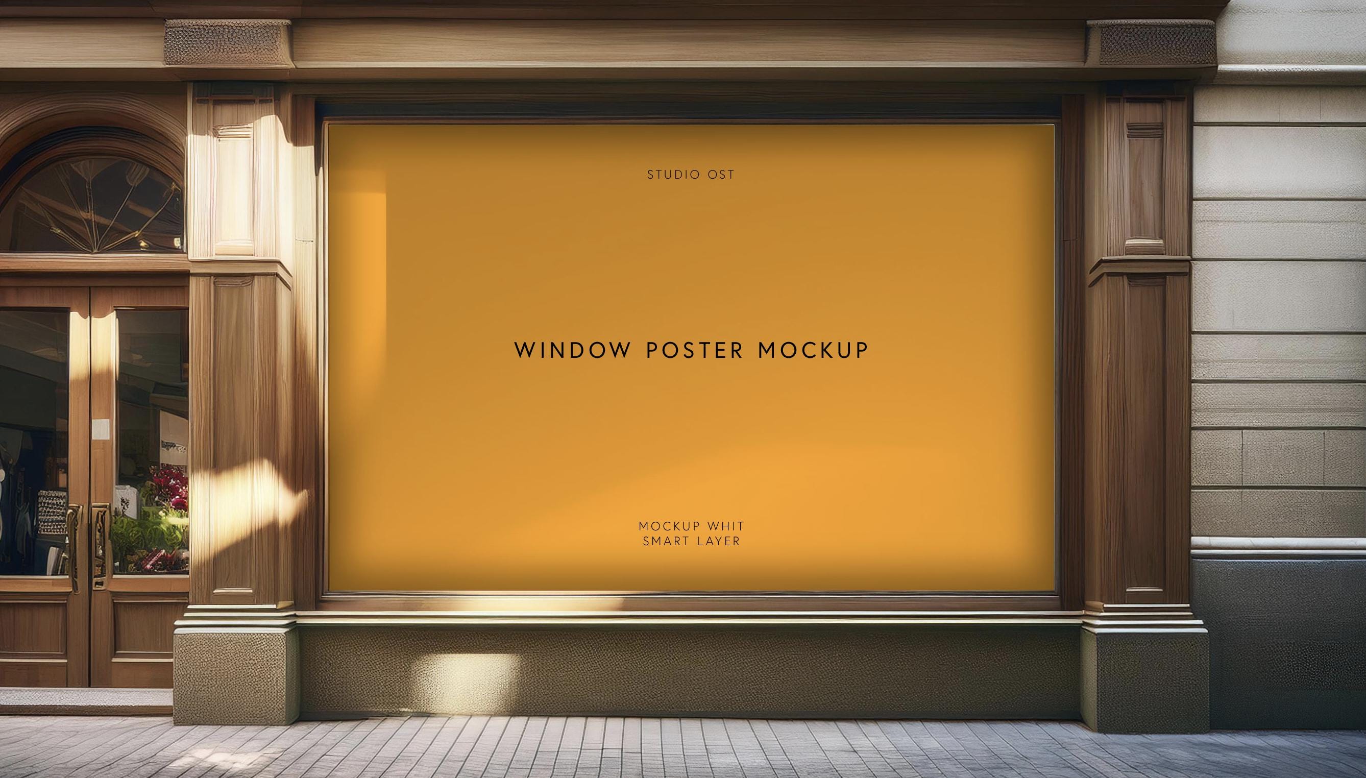 Realistic Window Poster Billboard Sign Mockup PSD Mockup Billboard ...