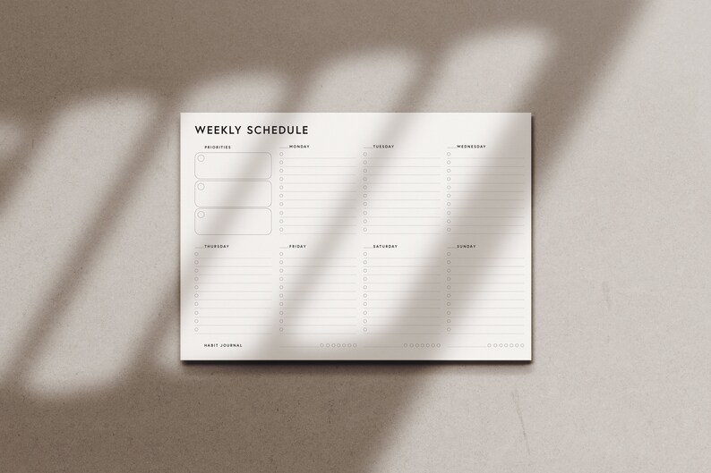 WEEKLY SCHEDULE A4 - Etsy