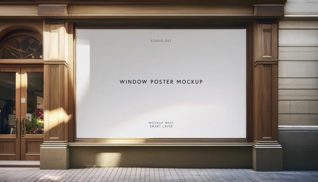 Realistic Window Poster Billboard Sign Mockup PSD Mockup Billboard ...