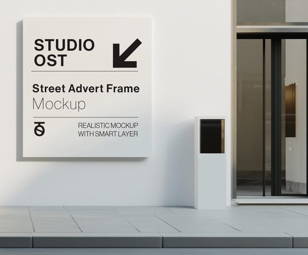 Realistic Window Poster Billboard Sign Mockup | Street Advert Canvas ...