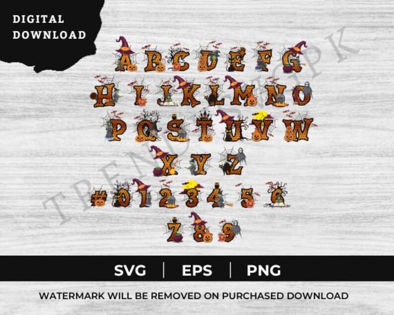 Halloween Alphabet Svg Png, Spooky Alphabet, Halloween Day Font ...