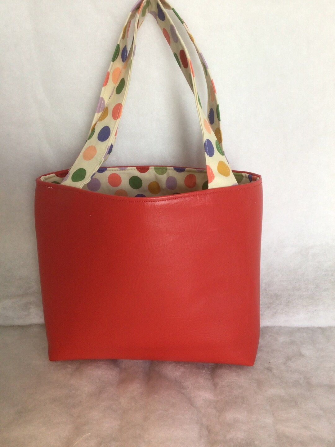 Really Cute Red Vinyl Handbag,women’s Handmade Purse,polka Dots,small ...