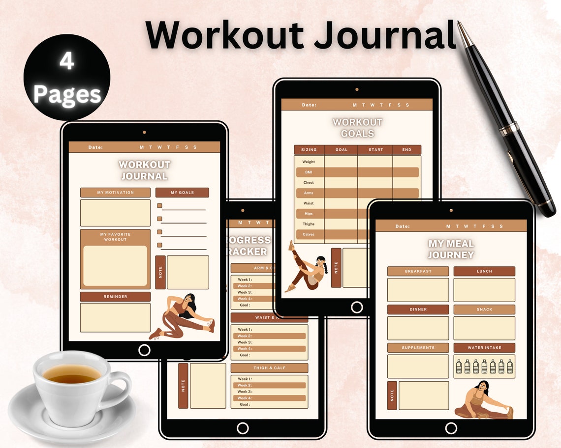 Brown Beige Illustration Planner 4pack Digital Planner Set Digital ...