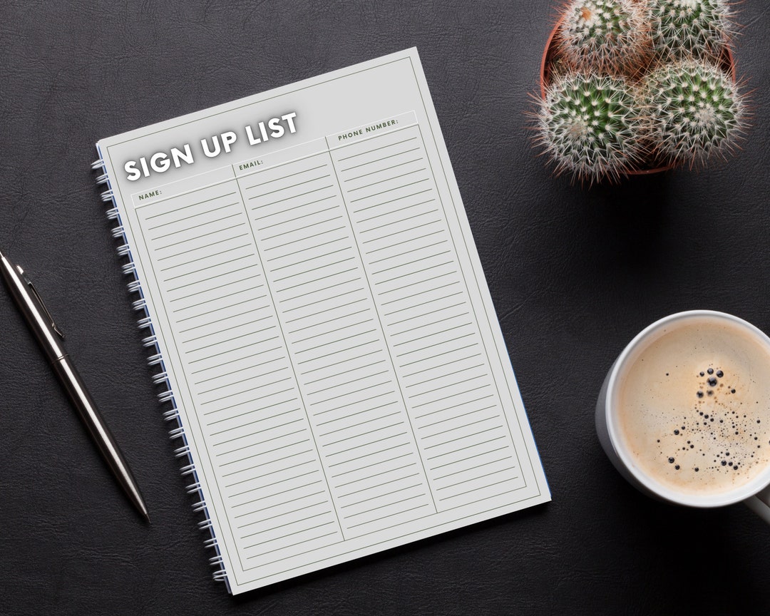Modern Bold Sign up List Planner Volunteer Sign up Sheet Business Sign ...