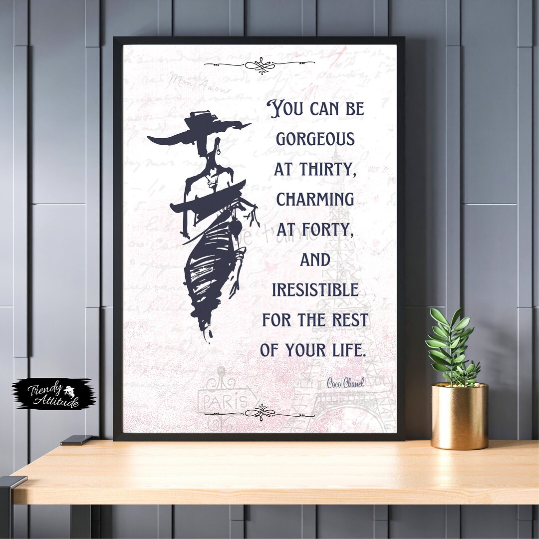 Coco Chanel Quote Poster - Irresistible Forever - Vintage Pink ...
