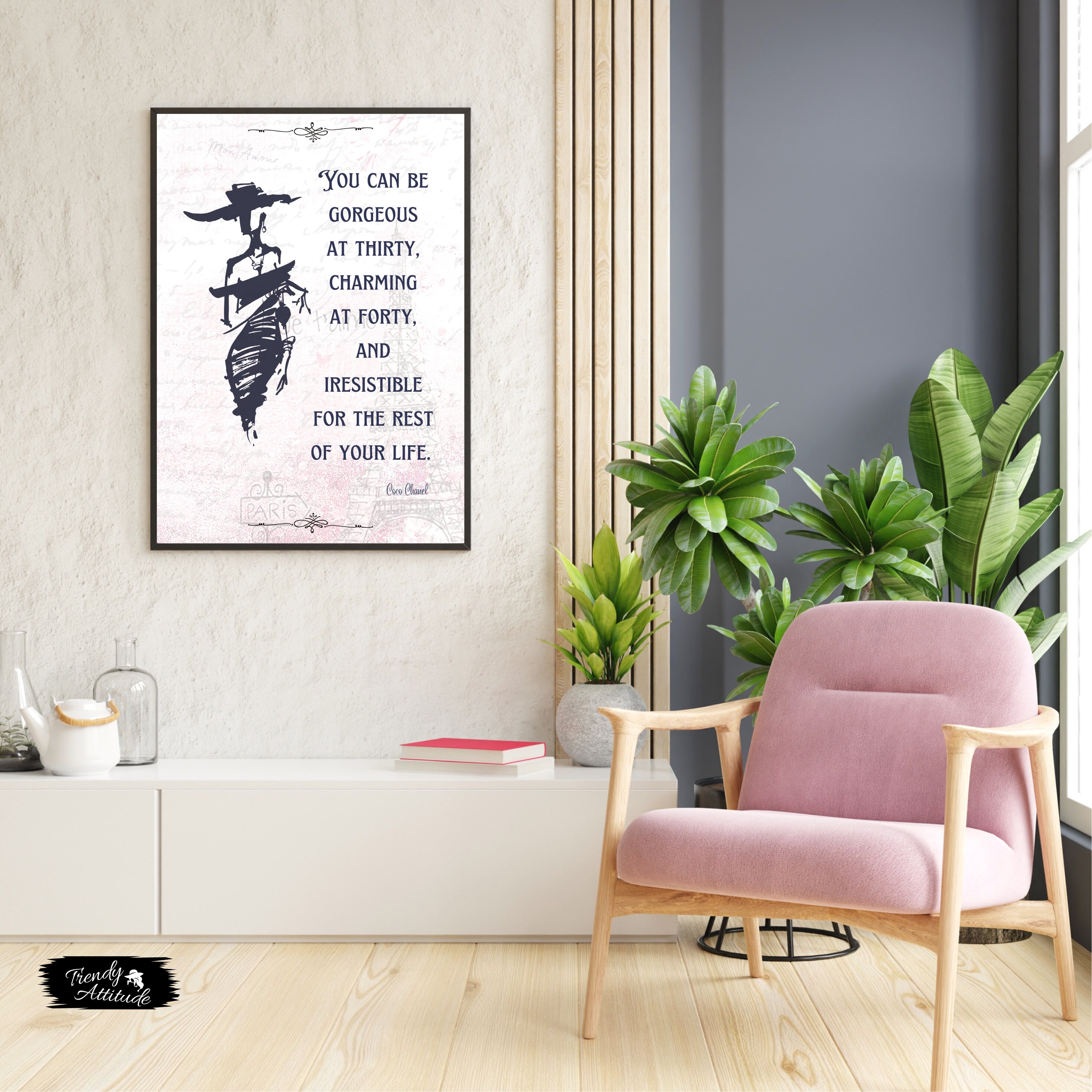 Coco Chanel Quote Poster - Irresistible Forever - Vintage Pink ...