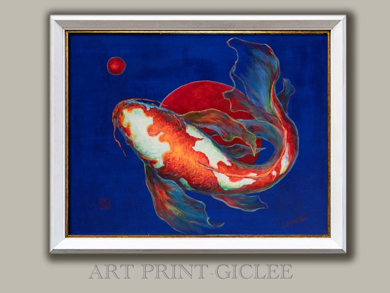 Koi Fish Good Fortune Life, Digital Print on Canvas, Feng Shui Your ...
