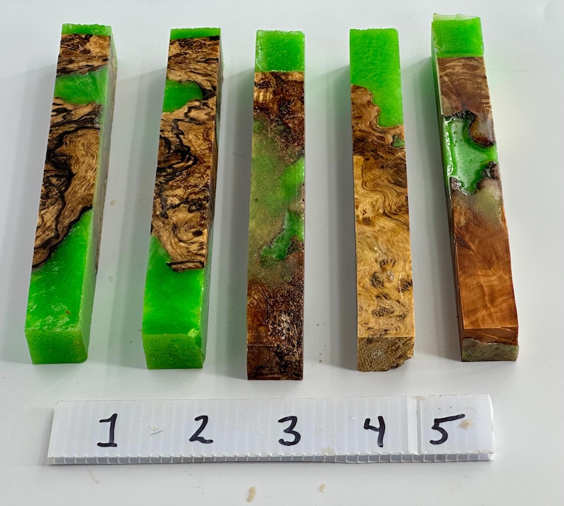 Pen Blanks- Stabilized Wood Burl With Green Mica Resin - Etsy