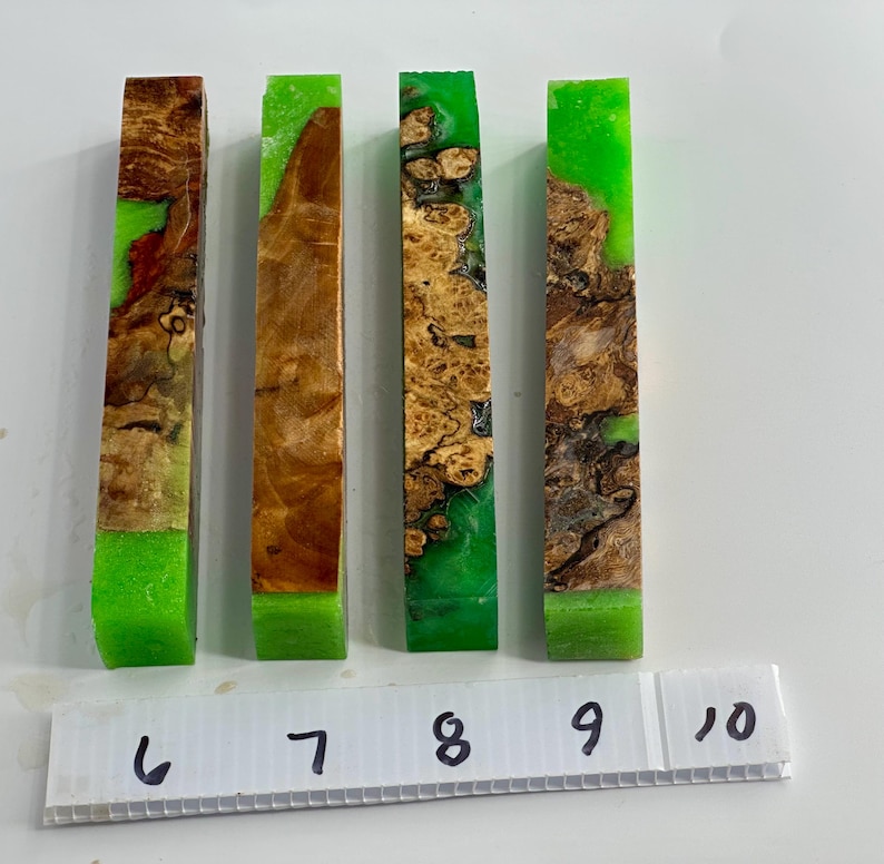 Pen Blanks- Stabilized Wood Burl With Green Mica Resin - Etsy