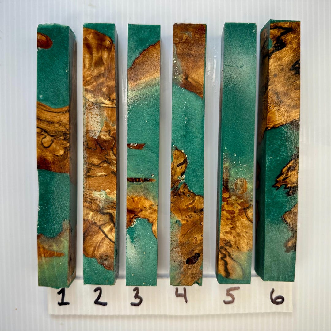 Pen Blanks- Wood Burl With Swamp Green Mica Resin - Etsy