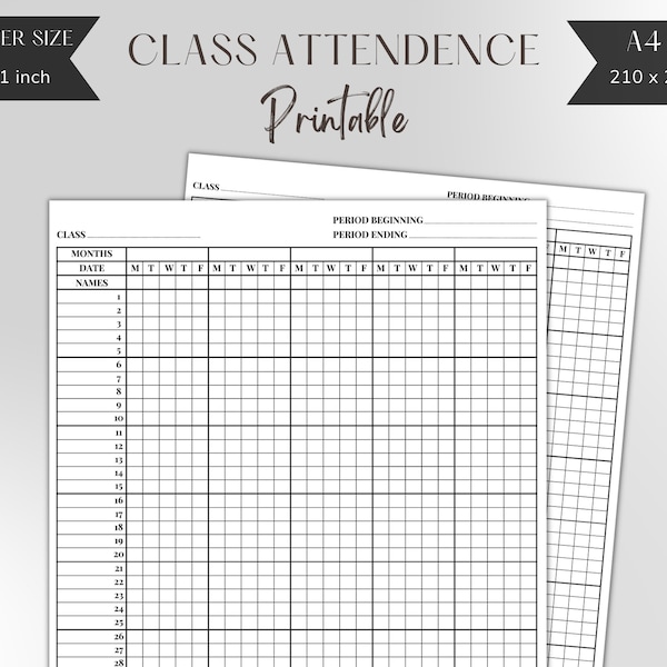 Monthly Attendance Record - Etsy