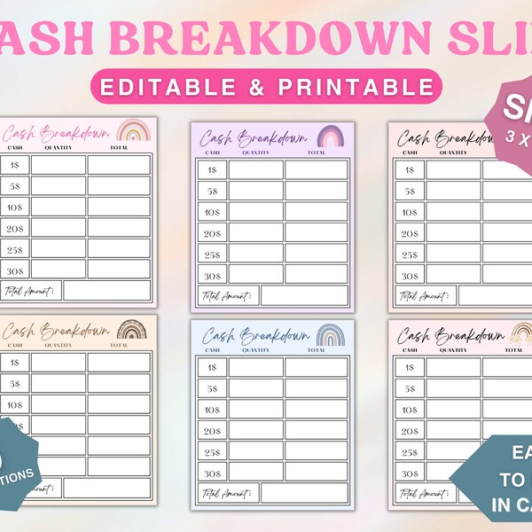 Cash Denomination Teller Slip - Etsy