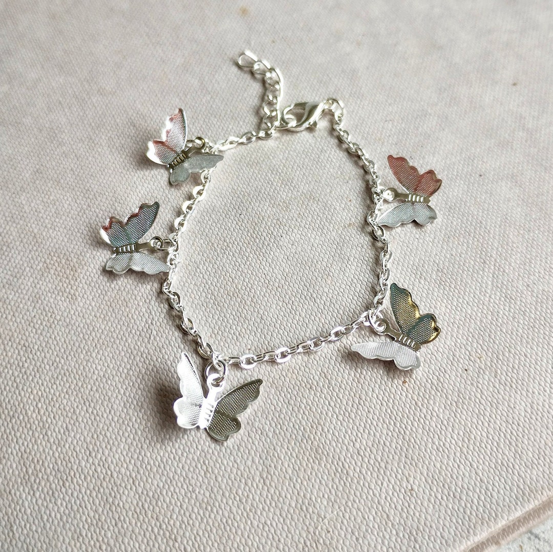 Butterfly Charm Bracelet, Butterfly Necklace, Butterfly Earrings ...