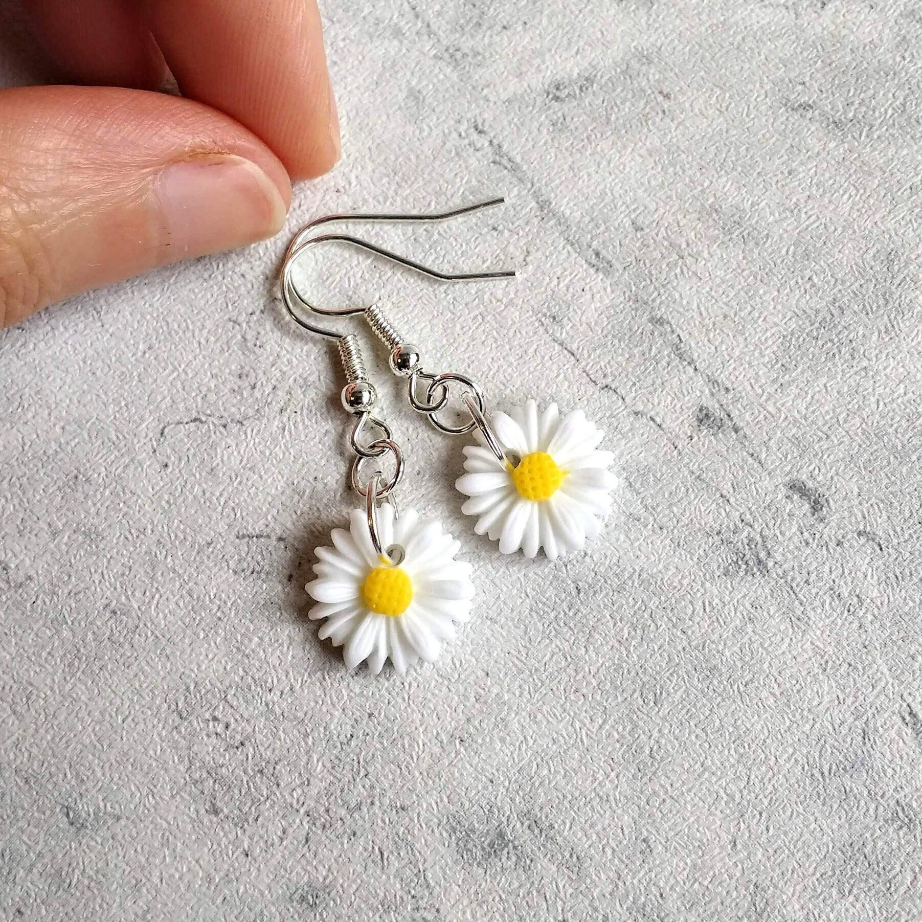 Daisy Necklace, Daisy Flower Earrings, Double Daisy Earrings, Hippie ...