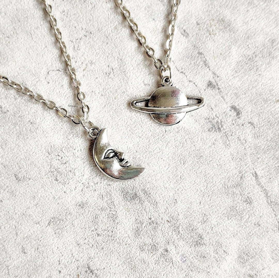 Love You to the Moon and to Saturn Necklaces, Moon Saturn Planet ...