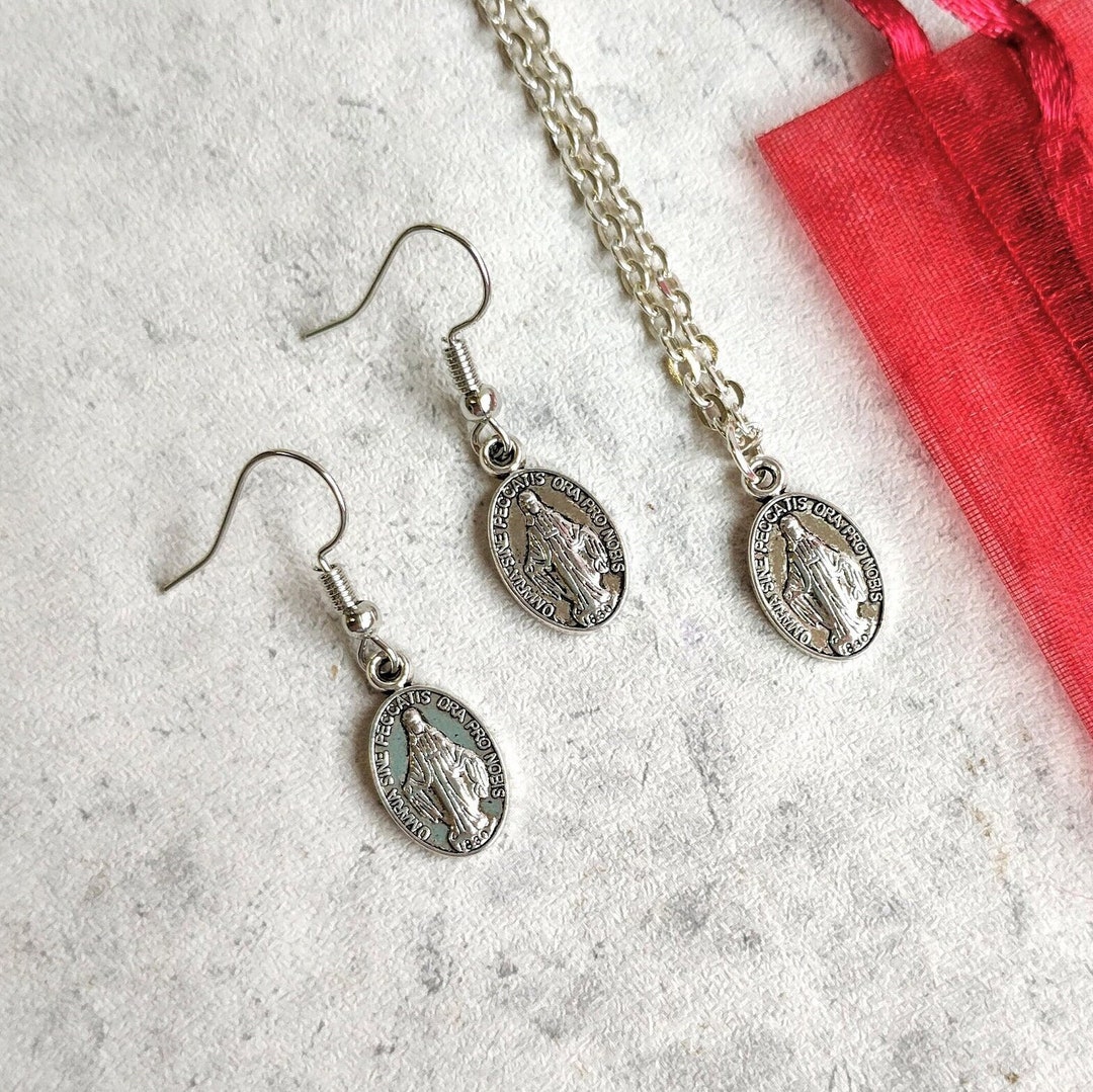 Virgin Mary Earrings, Virgin Mary Necklace, Our Lady, Blessed Virgin ...