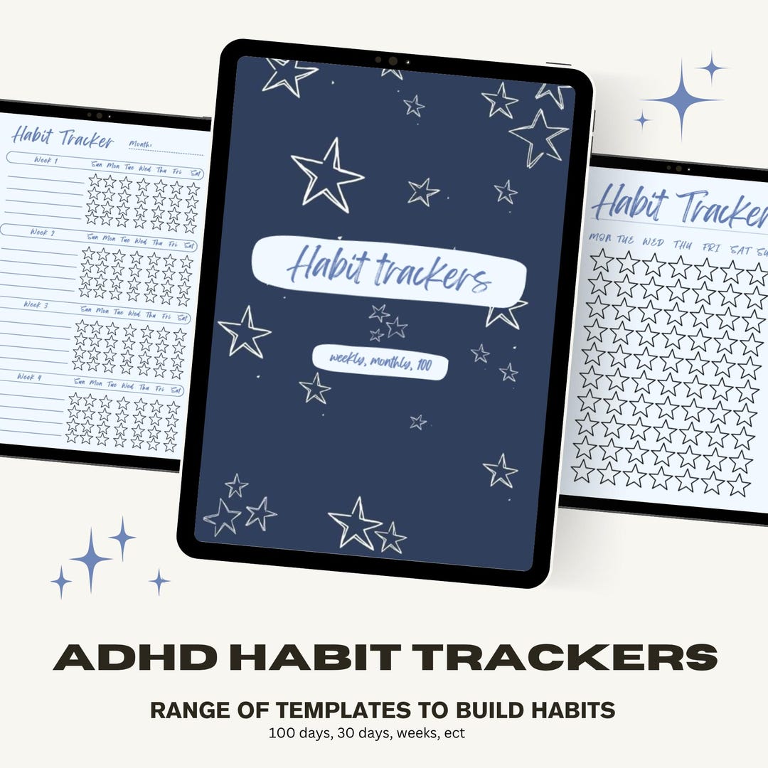 ADHD Star Habit Tracker, Minimalist Planner (PDF) - Etsy