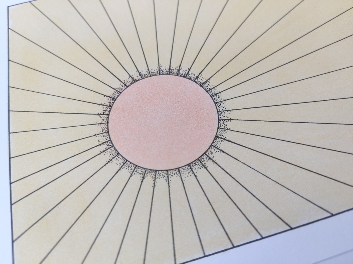 Unique Drawing, Handmade to Order, Sun, Zen, Formats A6, A5, A4 and A3 ...