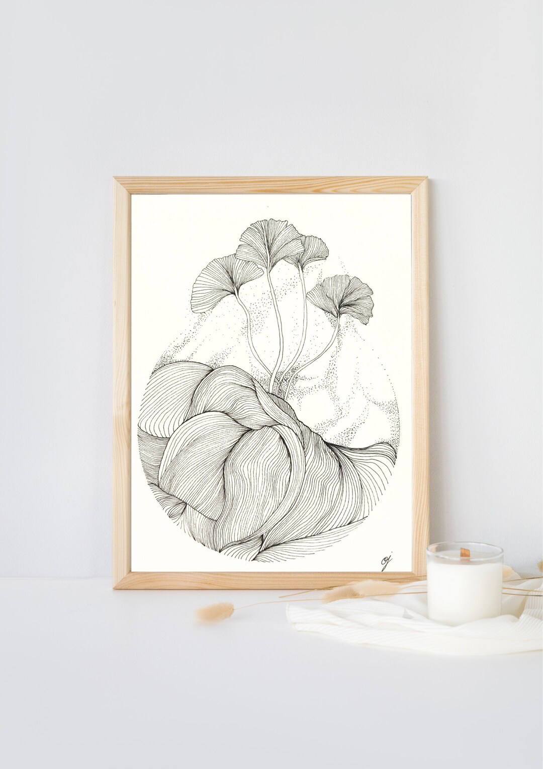Floral Drawing With Liner, Pen, Unique, Handmade to Order, Flowers ...