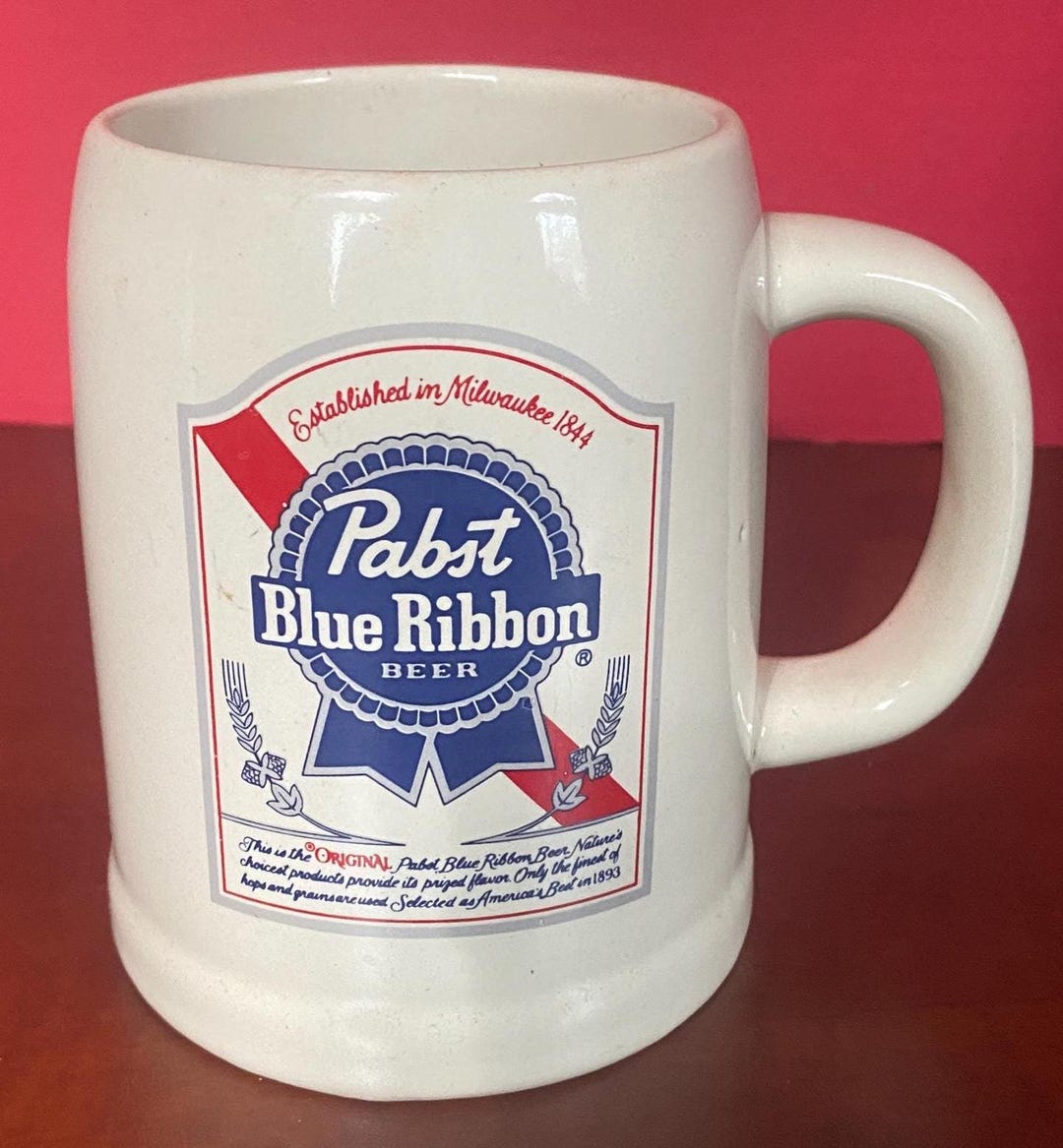 PABST BLUE RIBBON Beer Mug With Classic Label - Etsy